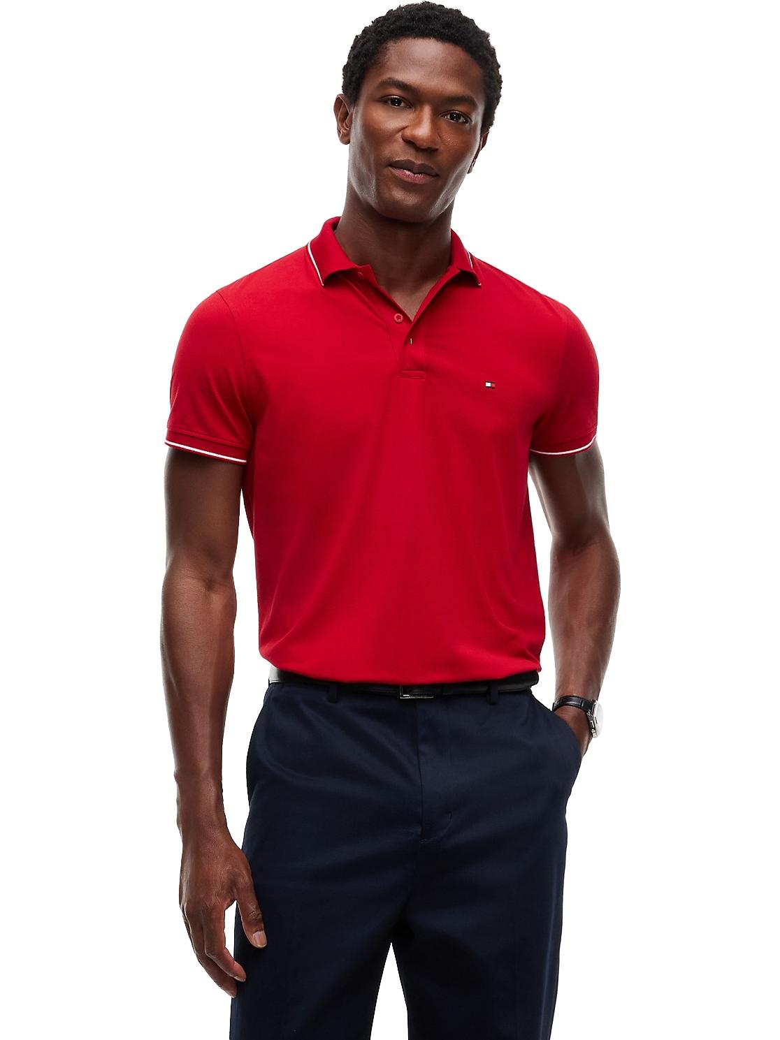 TOMMY HILFIGER men's regular fit th performance jersey polo -